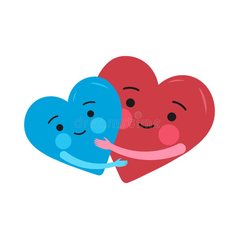 Hug Day Illustration with Hearts Hugging Each Other Stock Illustration ...