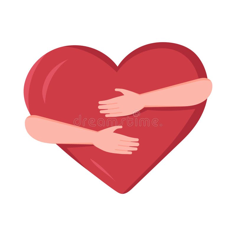 Hug Day Illustration with Hugging Heart Stock Vector - Illustration of ...