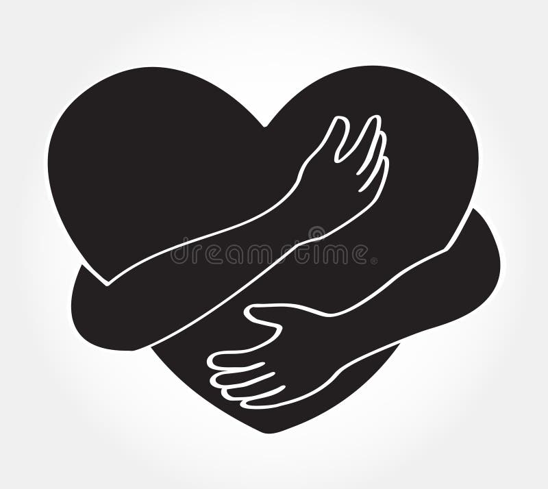 Hug the Heart , Love Yourself Symbol Stock Vector - Illustration of ...