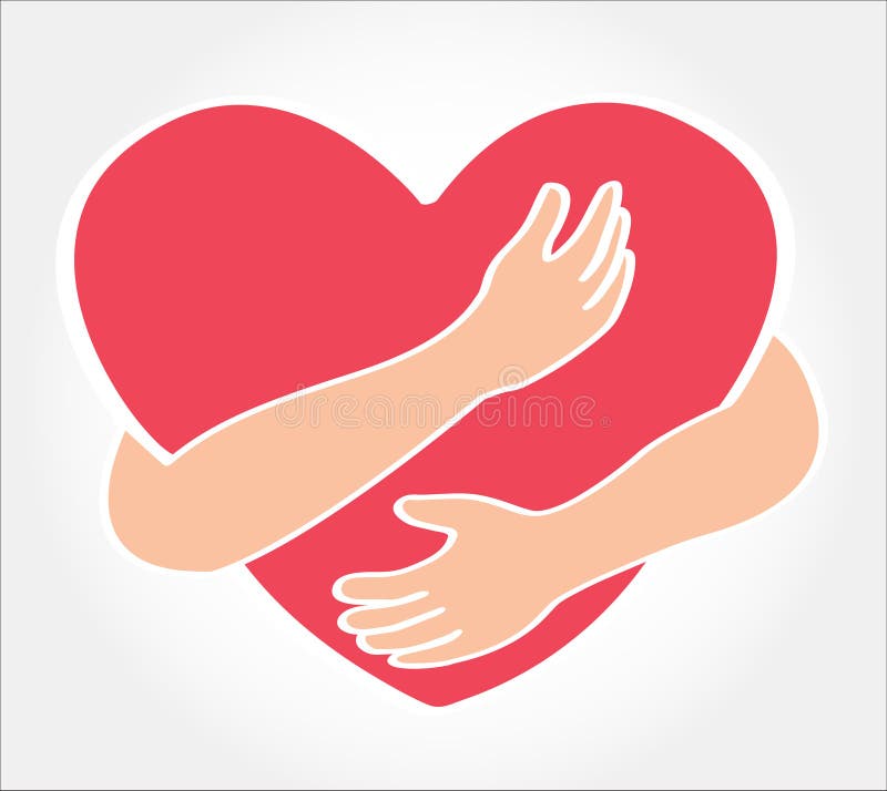 Hug the Heart , Love Yourself Symbol Stock Vector - Illustration of ...