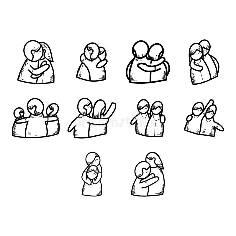 Hug icon set stock vector. Illustration of flat, simple - 258667154