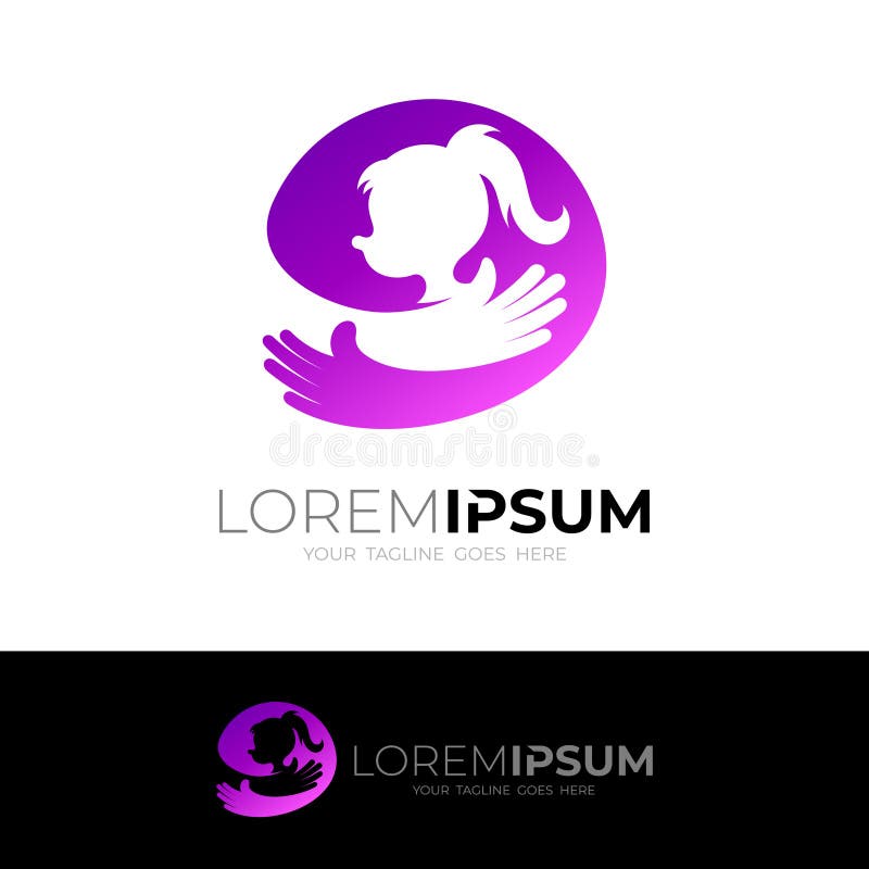 Hug Logo with Children Design Combination, Simple Style Stock Vector ...