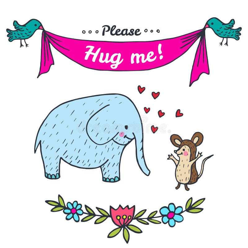 Cute Elephant Cartoon Hugging A Heart Stock Vector - Illustration of ...
