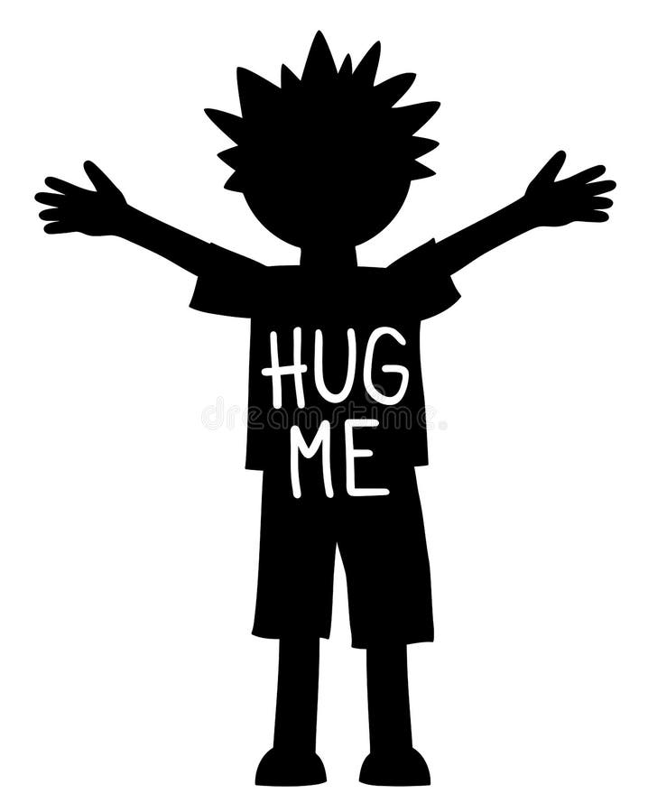 Hug Me Written on the Boy with Open Arms and Hands, Vector Stock Vector ...