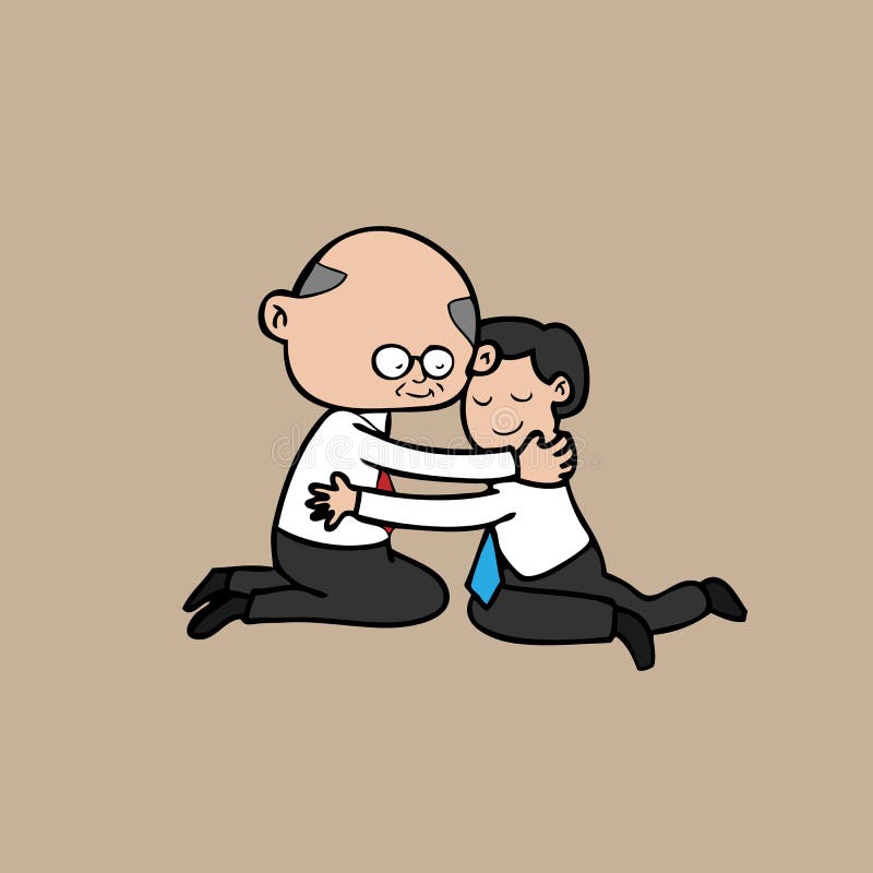 Hug Office Boss and Businessman Stock Vector - Illustration of face ...