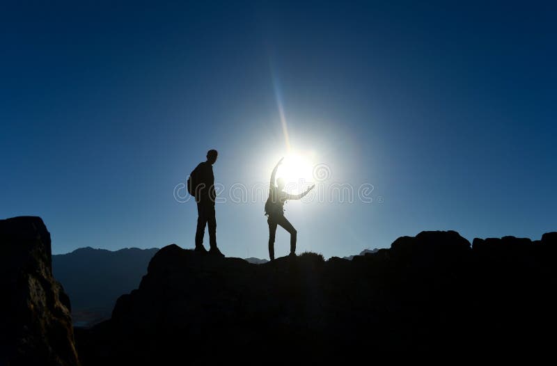 Hug the Sun on the Summit Rocks Stock Photo - Image of sunshine ...