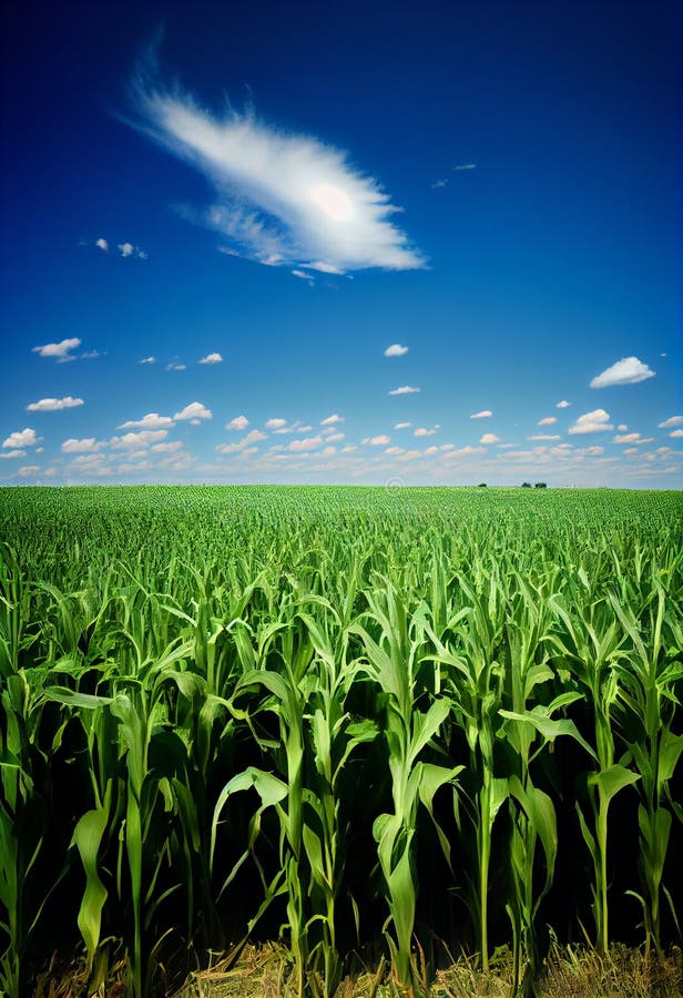 Huge Agricultural Fields of Corn. AI Generated Stock Illustration ...
