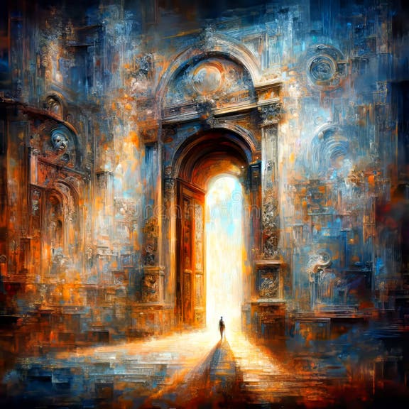 Huge ancient exit door stock illustration. Illustration of entrance ...