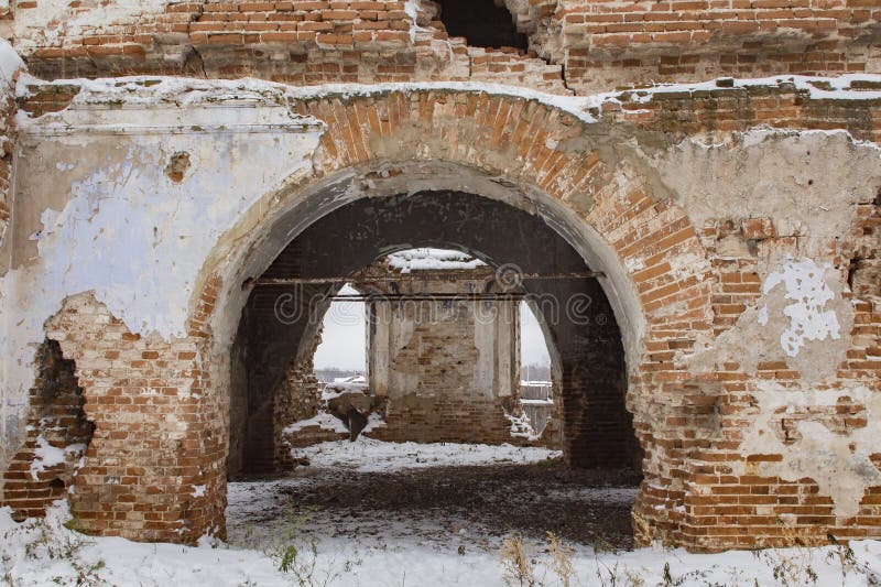 A Huge Arched Doorway in an Old Abandoned Stock Photo - Image of frame ...