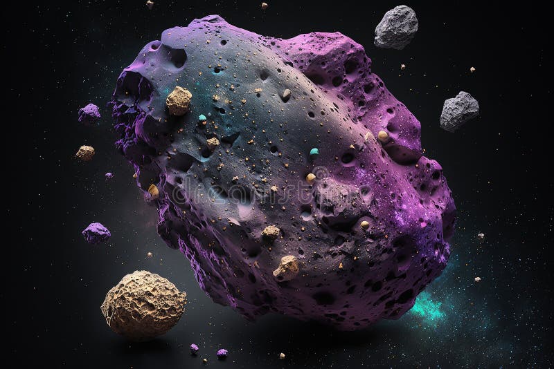 Huge Asteroid Flying in the Universe Stock Illustration - Illustration ...