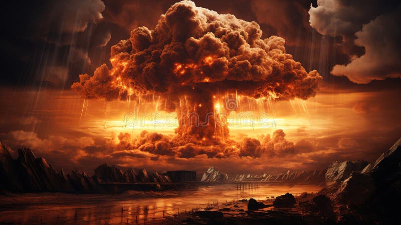 Huge Atomic Bomb Explosion with Nuclear Mushroom, Apocalypse Concept ...