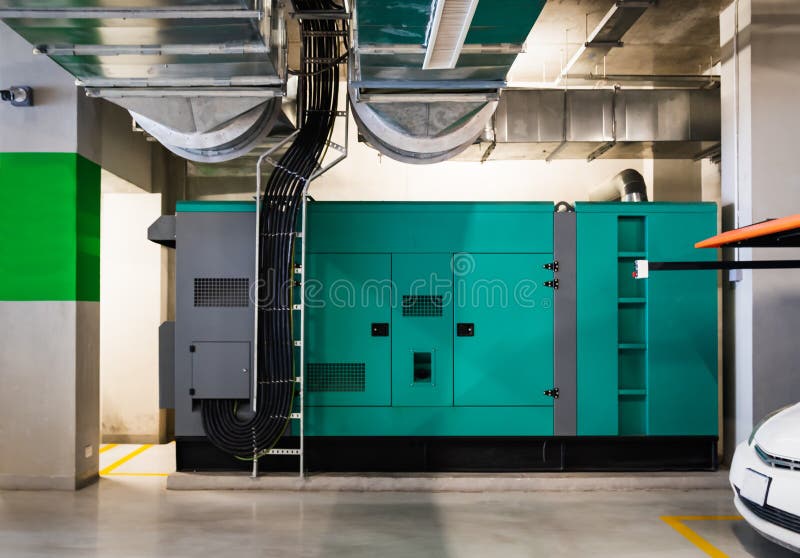 Huge Backup Electrical Power Generator In Office Building. Stock Image ...