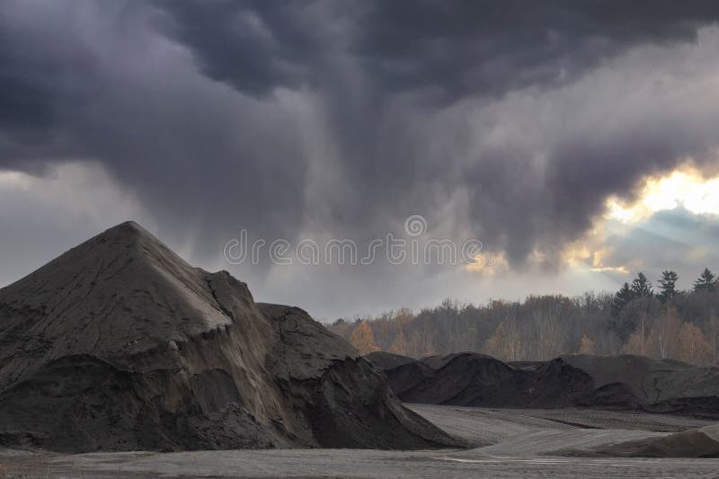 Huge Basalt Stone Dump. Black Stone Mine Stock Image - Image of large ...