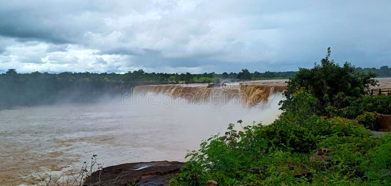 The Huge Beautiful Waterfall in Rain Stock Image - Image of flow ...