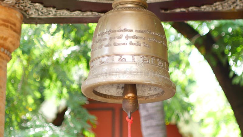 Huge Bell in Buddhist Temple in Thailand Stock Video - Video of ...