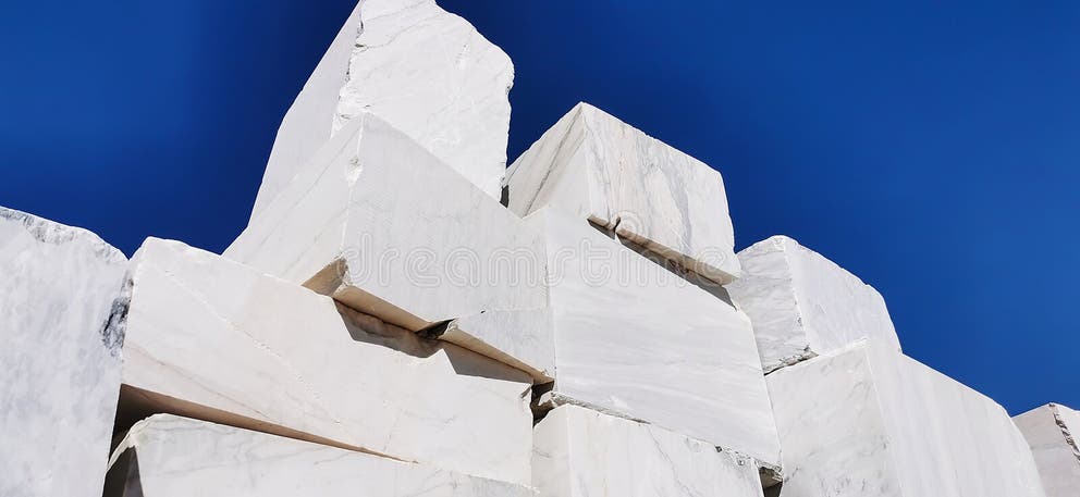 Huge Blocks of Stone in an Operating Quarry Stock Photo - Image of ...
