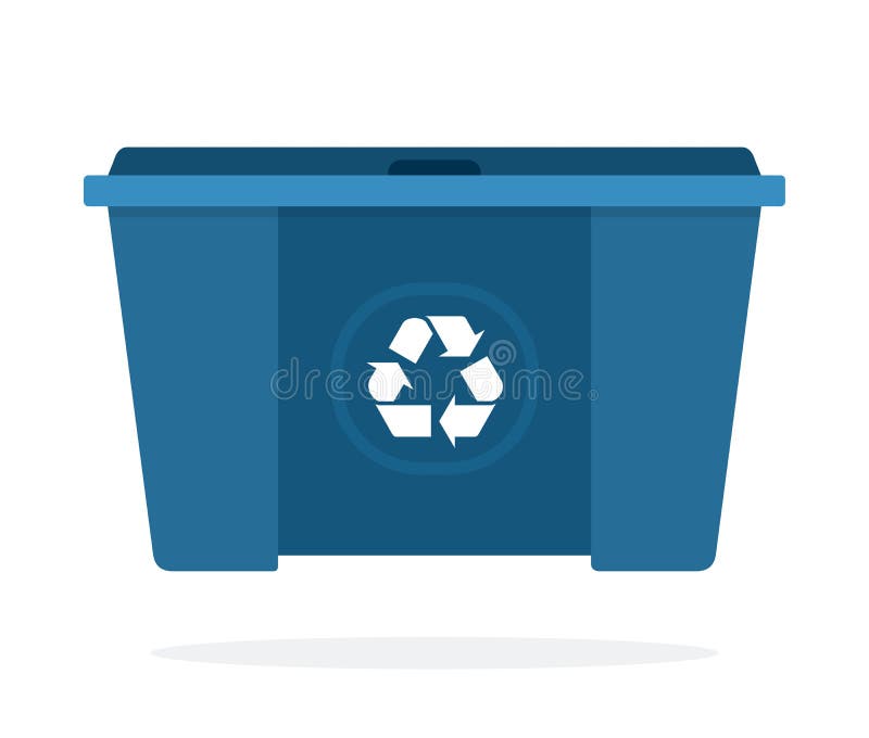 Huge Blue Waste Trash Can Flat Isolated Stock Vector - Illustration of ...