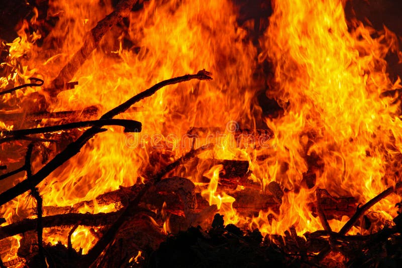 Huge Bonfire Burning Wood and Grass Fire Ignite To Celebrate Holi ...