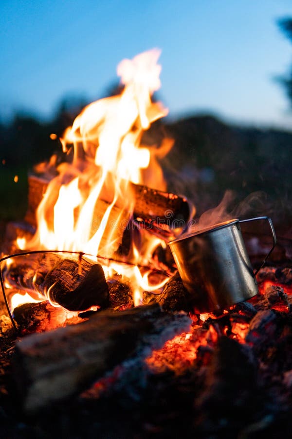 Huge Bonfire Burning in the Night on Sea Beach. Stock Photo - Image of ...