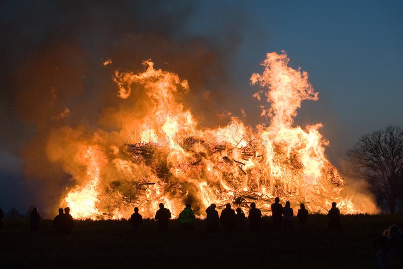 Huge bonfire with easter stock image. Image of flames - 40235831