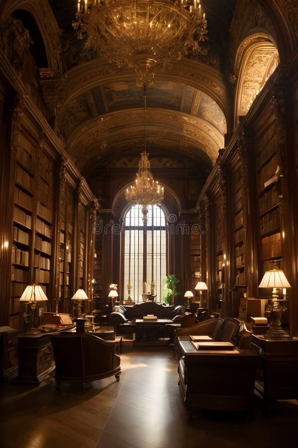 Huge Bookshelves in an Ancient Vibes Library Stock Photo - Image of ...