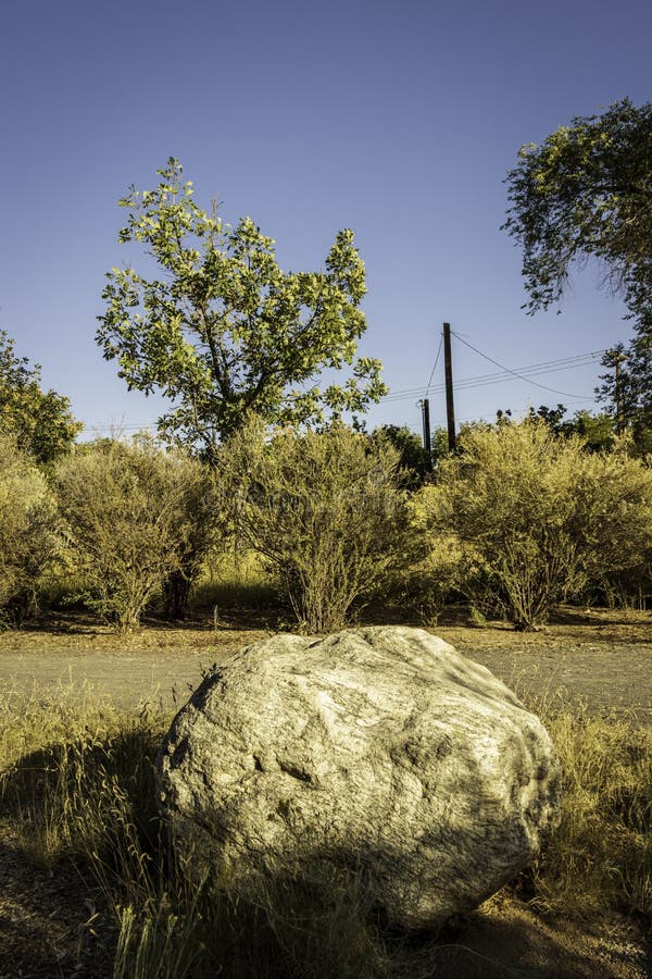 A Huge Boulder, a Tree, and Sky Stock Photo - Image of stone ...