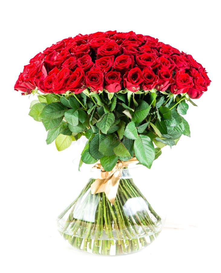 Huge Bouquet of Red Roses in a Vase Stock Photo - Image of huge, flower ...