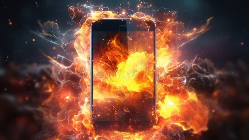 A Huge Broken Mobile Phone, Screen Shattering Explosion Stock ...