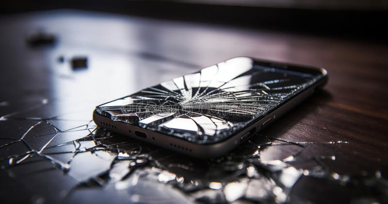 A Huge Broken Mobile Phone, Screen Shattering Explosion Stock ...