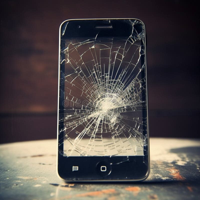 A Huge Broken Mobile Phone, Screen Shattering Explosion Stock ...