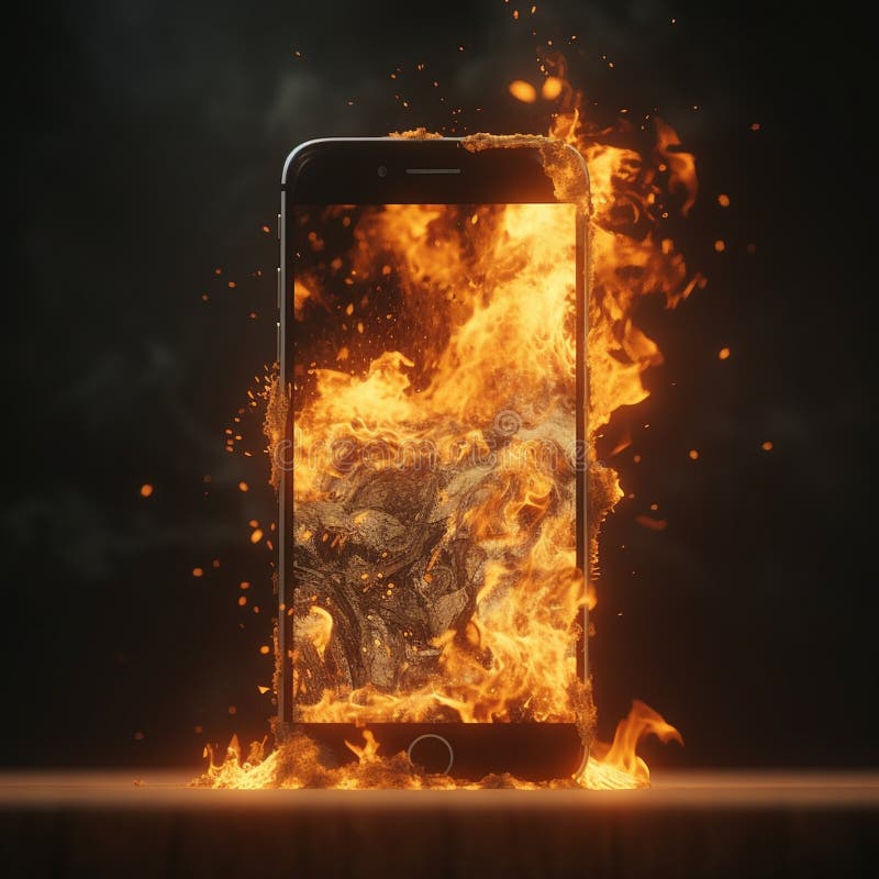 A Huge Broken Mobile Phone, Screen Shattering Explosion Stock ...