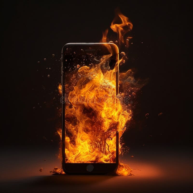 A Huge Broken Mobile Phone, Screen Shattering Explosion Stock ...