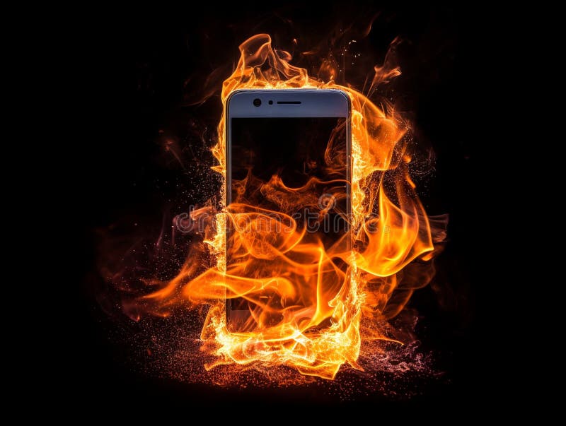 A Huge Broken Mobile Phone, Screen Shattering Explosion Stock ...