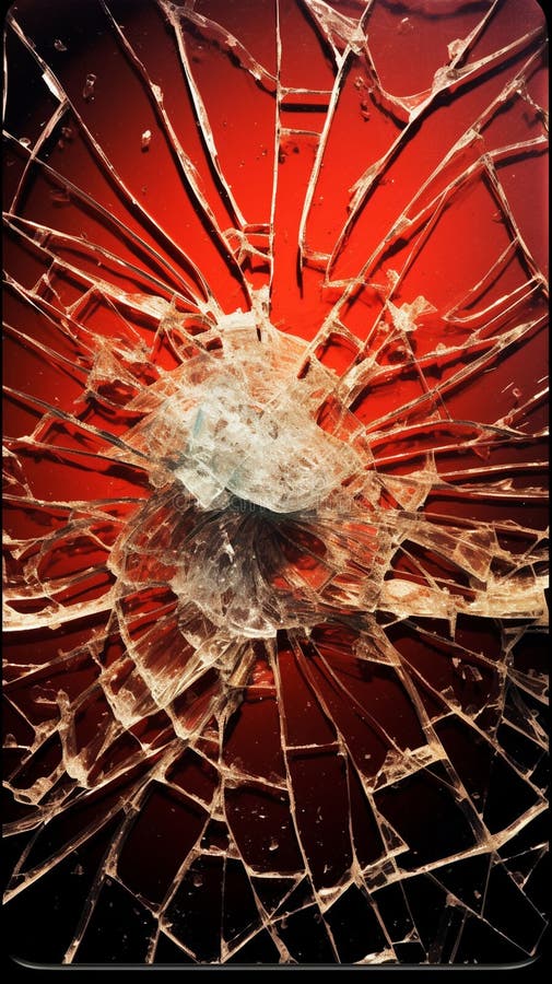 A Huge Broken Mobile Phone, Screen Shattering Explosion Stock ...