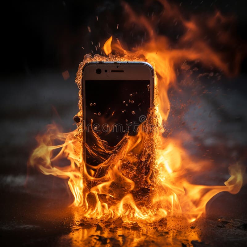 A Huge Broken Mobile Phone, Screen Shattering Explosion Stock ...