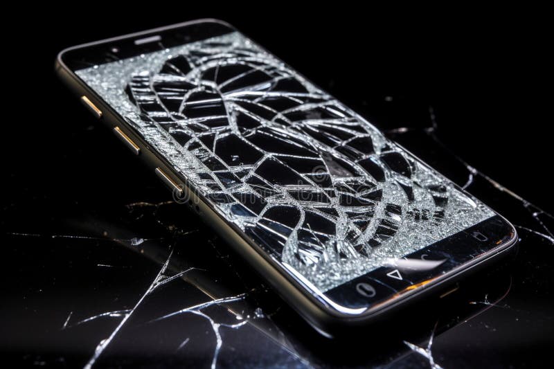 A Huge Broken Mobile Phone, Screen Shattering Explosion Stock ...