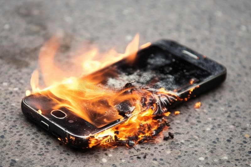 A Huge Broken Mobile Phone, Screen Shattering Explosion Stock ...