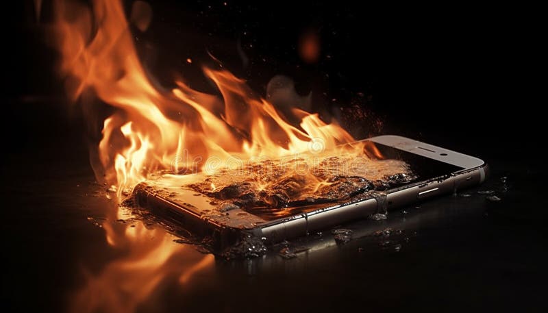 A Huge Broken Mobile Phone, Screen Shattering Explosion Stock ...