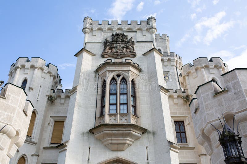 Huge Building Wall with Tall Gothic Windows on a Castle Stock Photo ...