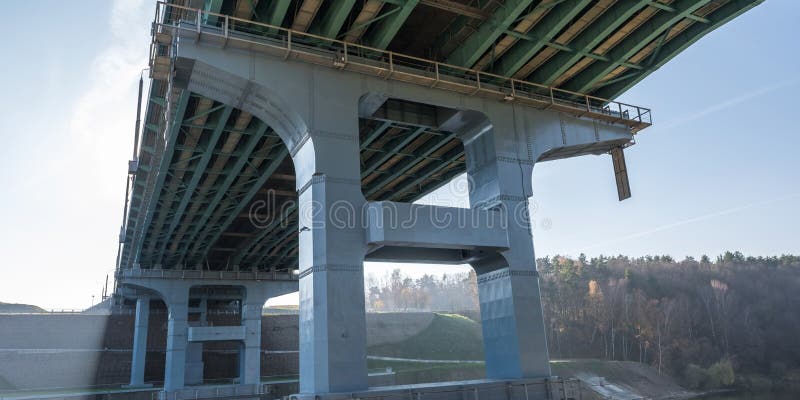 Huge Car Bridge Across the Wide River Stock Image - Image of ...