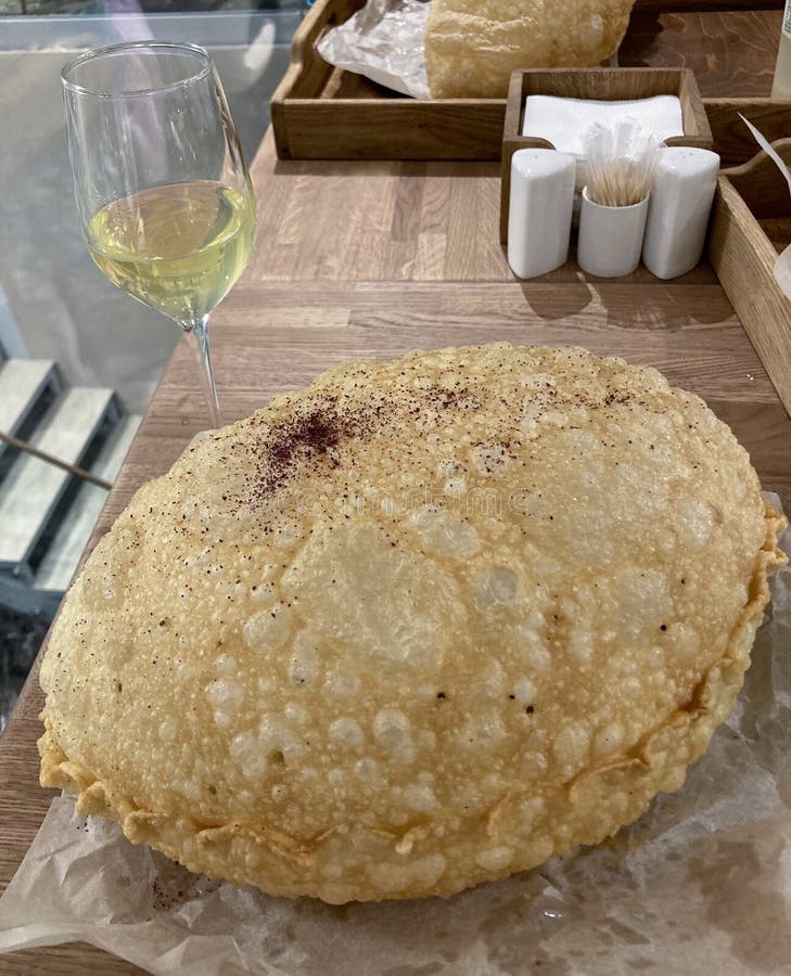 Huge Cheburek Meat Pastry Pie with Herbs Stock Image - Image of meal ...