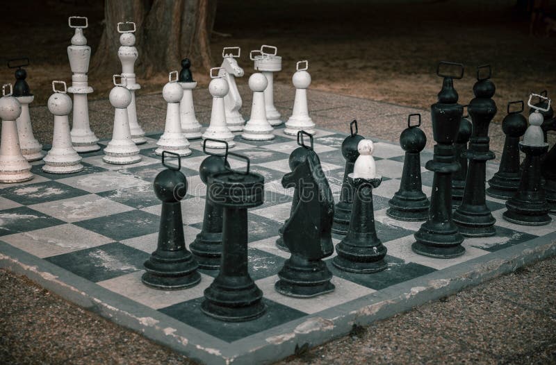 Huge Chess Figures on Floor Stock Image - Image of lawn, intelligence ...