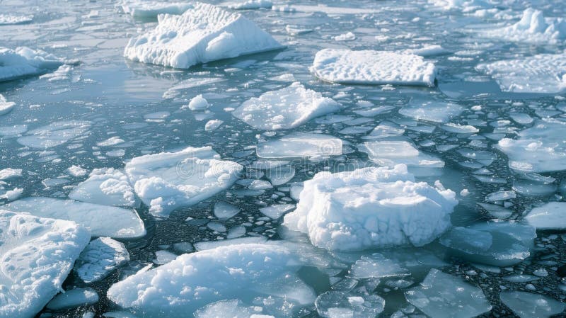 Huge Chunks of Ice Lay Tered on the Oceans Surface Having Recently ...
