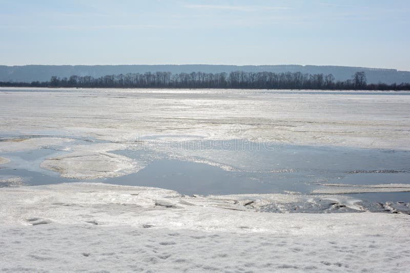 The Gathering of Ice from the River in Early Spring Stock Image - Image ...