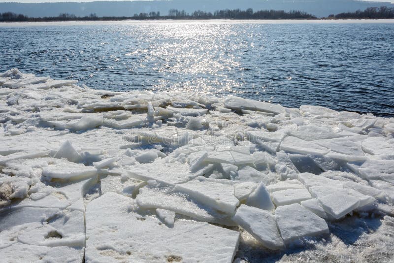 The Gathering of Ice from the River in Early Spring Stock Image - Image ...