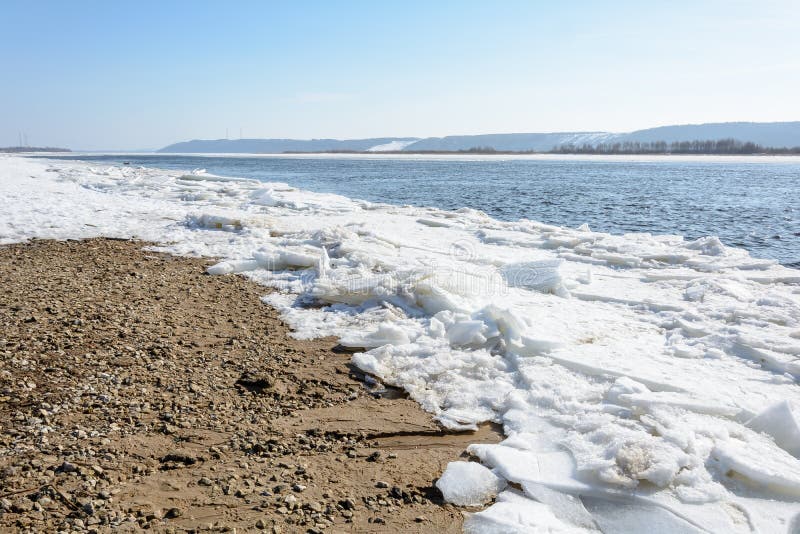 The Gathering of Ice from the River in Early Spring Stock Image - Image ...