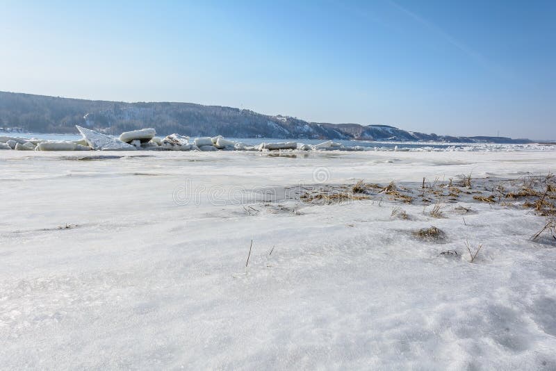 The Gathering of Ice from the River in Early Spring Stock Image - Image ...