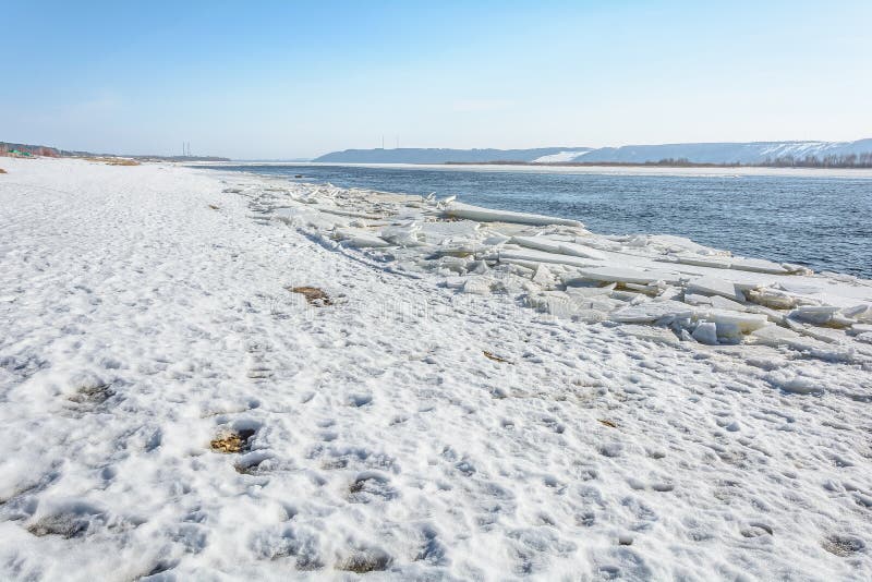 The Gathering of Ice from the River in Early Spring Stock Image - Image ...