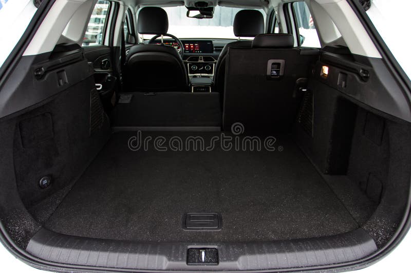 Huge, Clean and Empty Car Trunk in Interior of Compact Suv. Stock Photo ...