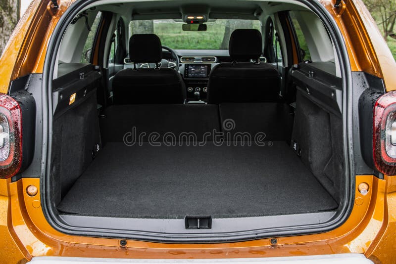 Huge, Clean and Empty Car Trunk of a Modern Compact Suv. Stock Photo ...
